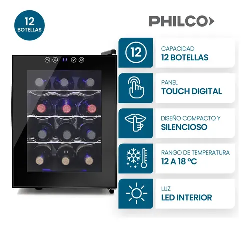 Cava Eléctrica Philco Phcav012n 12 Botellas | Envío gratis