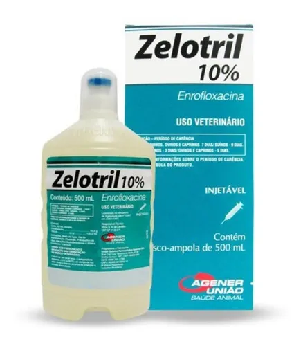 Zelotril 10% 500ml Enrofloxacina Agener União Bovinos Suínos Cães ...