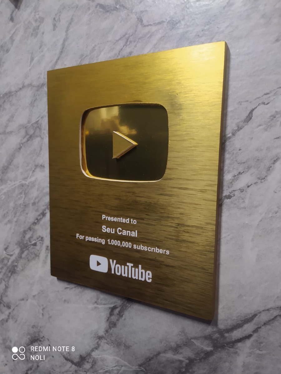 Placa 1 Milhão De Inscritos Frete Grátis