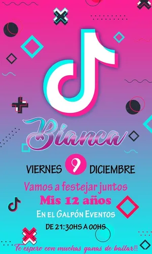 Invitación Digital Personalizada Tarjeta Tik Tok P Whatsapp En Venta En Berazategui Bsas Gb