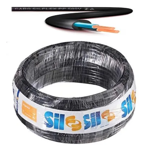 Cabo Pp 2x2,5mm 500v Preto Sil 10 Metros Fio 100% Original ... Cabo Pp 2x2,5mm 500v Preto Sil 10 Metros Fio 100% Original ...