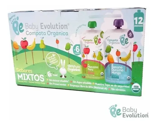 Compotas Orgánicas 100% Natural Pack 12und Baby Evolution | Envío gratis