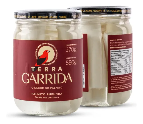 Palmito Pupunha Tolete, Terra Garrida, Pote De 270g | MercadoLivre
