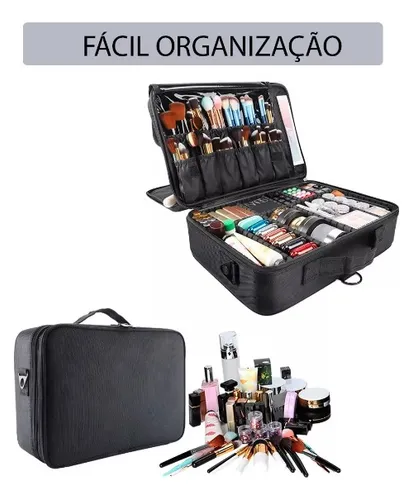 Maleta De Maquiagem Bolsa Preta Divisória Ajustável Com Alça à venda em ... Maleta De Maquiagem Bolsa Preta Divisória Ajustável Com Alça à venda em ...
