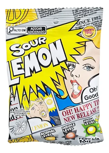 Bala Super Azeda Sour Lemon Happy Time 16g | MercadoLivre