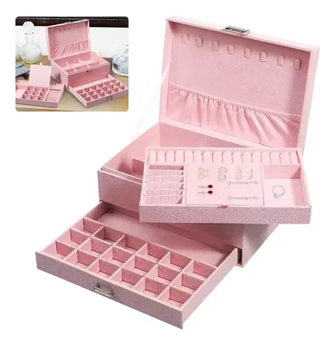 Estuche Caja Joyería Grand Capacidad Multifuncional Rosa | Envío gratis