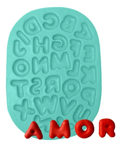 Molde Silicone Alfabeto Letras Para Biscuit Resina Vela Sabonete ...