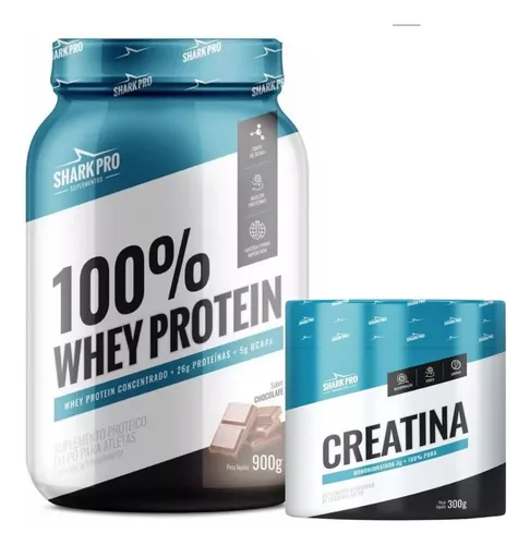 Combo Whey Concentrado E Creatina Monohidratada 300g Shark