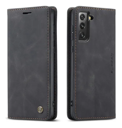 Funda De Piel Con Tapa Para Samsung S21 S22 Ultra S23 Plus Color Negro