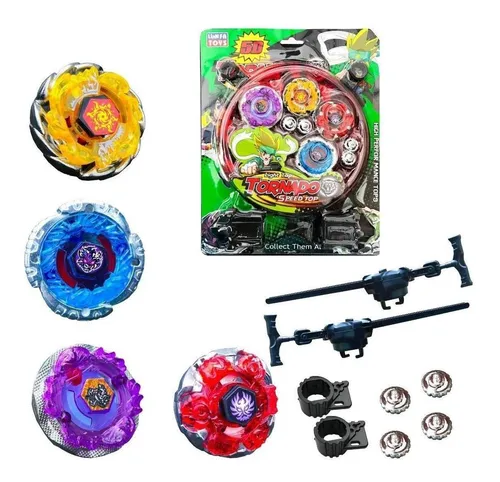 Kit 4 Unidades Bley Blade Com Arena E Lançadores Burst Parcelamento Sem Juros