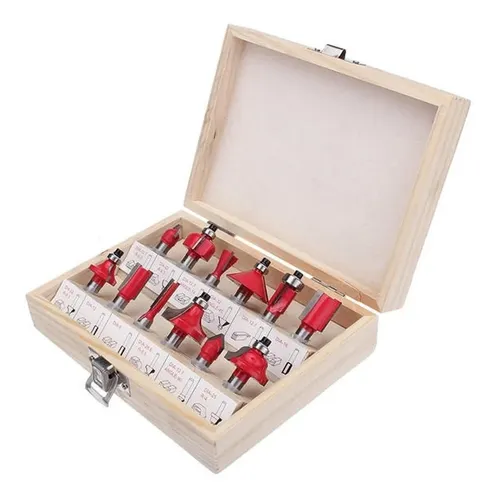 Juego Set De Fresas Kit Router Para Madera 12 Piezas 6,35mm Juego Set De Fresas Kit Router Para Madera 12 Piezas 6,35mm