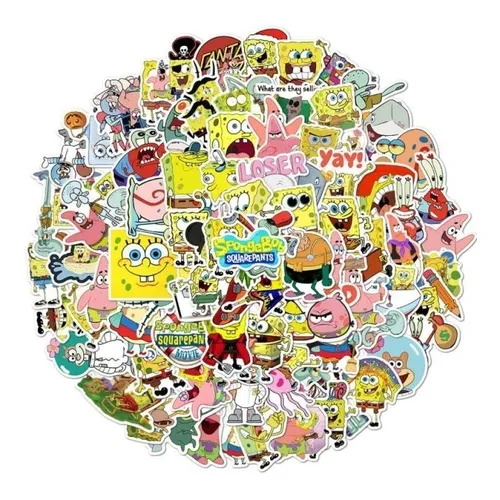 Stickers De Bob Esponja Caricatura Set De 50 Calcomanias Meses