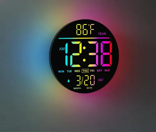 Reloj De Pared Digital Con Termómetro, Iluminación Rgb Dst | Envío gratis