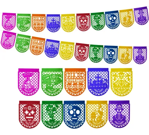 Papel Picado Tradicional Dia De Muertos Pq 10 Pz Meses Sin Interés