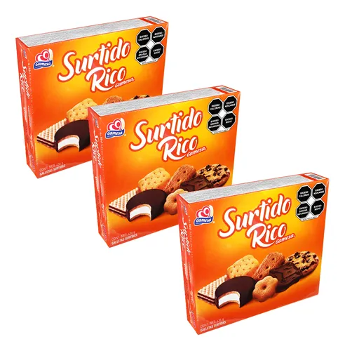 3 Cajas Galletas Gamesa Surtido Rico Emperador Cremax Mamut | Envío gratis