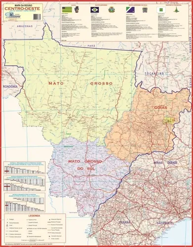 Mapa Político Rodoviário Gigante Região Centro Oeste Brasil Mercadolivre