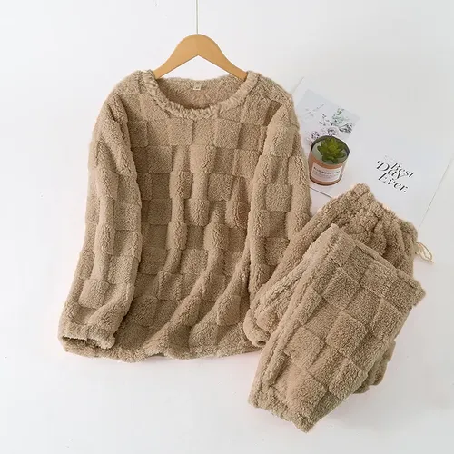 Conjunto De Pijama Feminino De Veludo Coral Para Casa | Parcelamento ...
