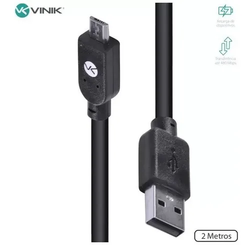 Cable USB X Micro USB B 2.0 de 2 metros negro - Musb-2 - Vinik ... Cable USB X Micro USB B 2.0 de 2 metros negro - Musb-2 - Vinik ...