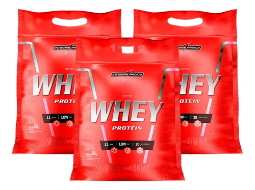 Kit 3x Nutri Whey Refil Integral Medica 907g Sabor 1 Chocolate
