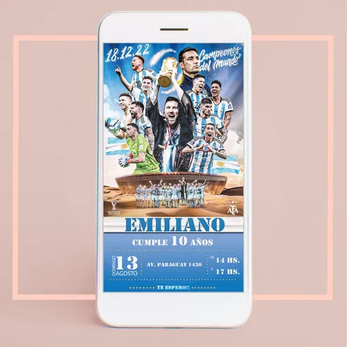 Invitación Digital Cumpleaños Argentina Campeón Mundial en venta en ... Invitación Digital Cumpleaños Argentina Campeón Mundial en venta en ...