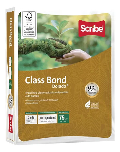 Scribe Class Bond Dorado Fsc® Papel Bond Blanco Carta Meses Sin Intereses