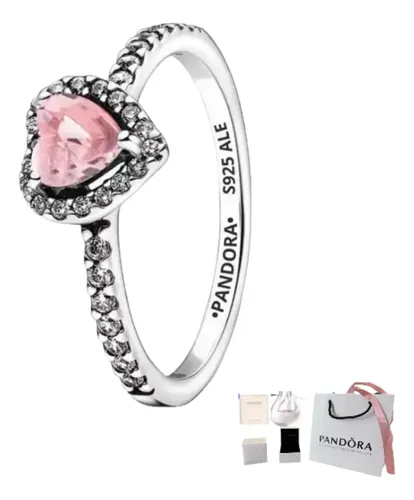 Anillo Para Pandora De Corazón Rosa Con Caja De Talla 54 | Meses sin ...
