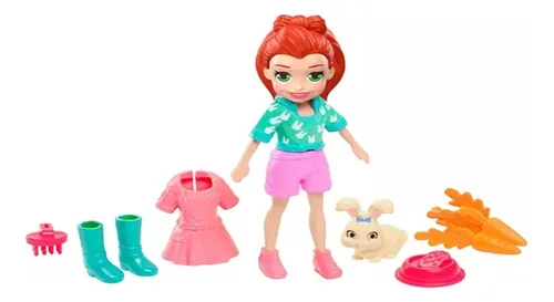 Muñeca Polly Pocket Lila Y Su Conejito Con Accesorios Meses Sin Interés
