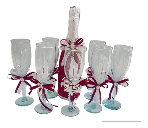 Copas Para 15 Años Color Tinto | Meses sin interés