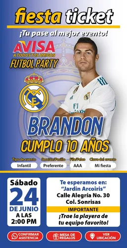 Invitación Interactiva Cristiano Ronaldo Real Madrid Mod 03 En Venta En