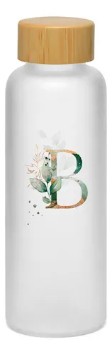 Garrafa De Vidro Tampa Bambu Letra B Plantas Verde | Parcelamento sem juros Garrafa De Vidro Tampa Bambu Letra B Plantas Verde | Parcelamento sem juros