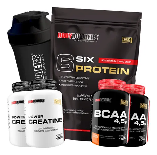 Kit Whey 6 Six Protein 2kg 2x Bcaa 2x Creatina Shaker Sabor