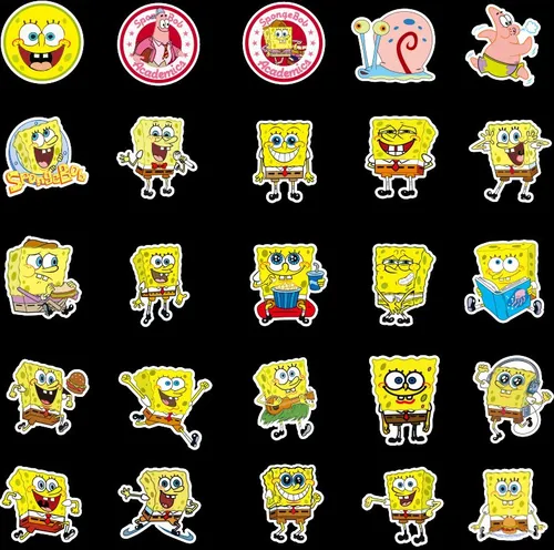 Bob Esponja 100 Calcomanias Stickers Pvc Vs Agua Patricio En Venta En