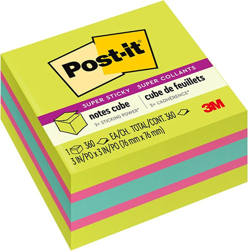 Notas Súper Adhesivas 3x3 Pulgadas 1 Cubo El Doble Cuotas Sin