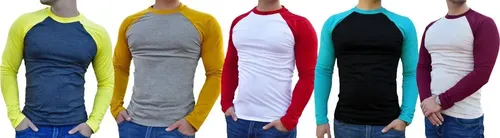 Paquete 5 Playeras Manga Ranglan Manga Larga | Envío gratis