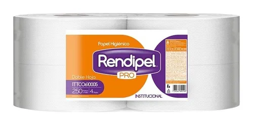 Papel Higienico Institucional Rendipel 250 Mt Doble Hoja X4