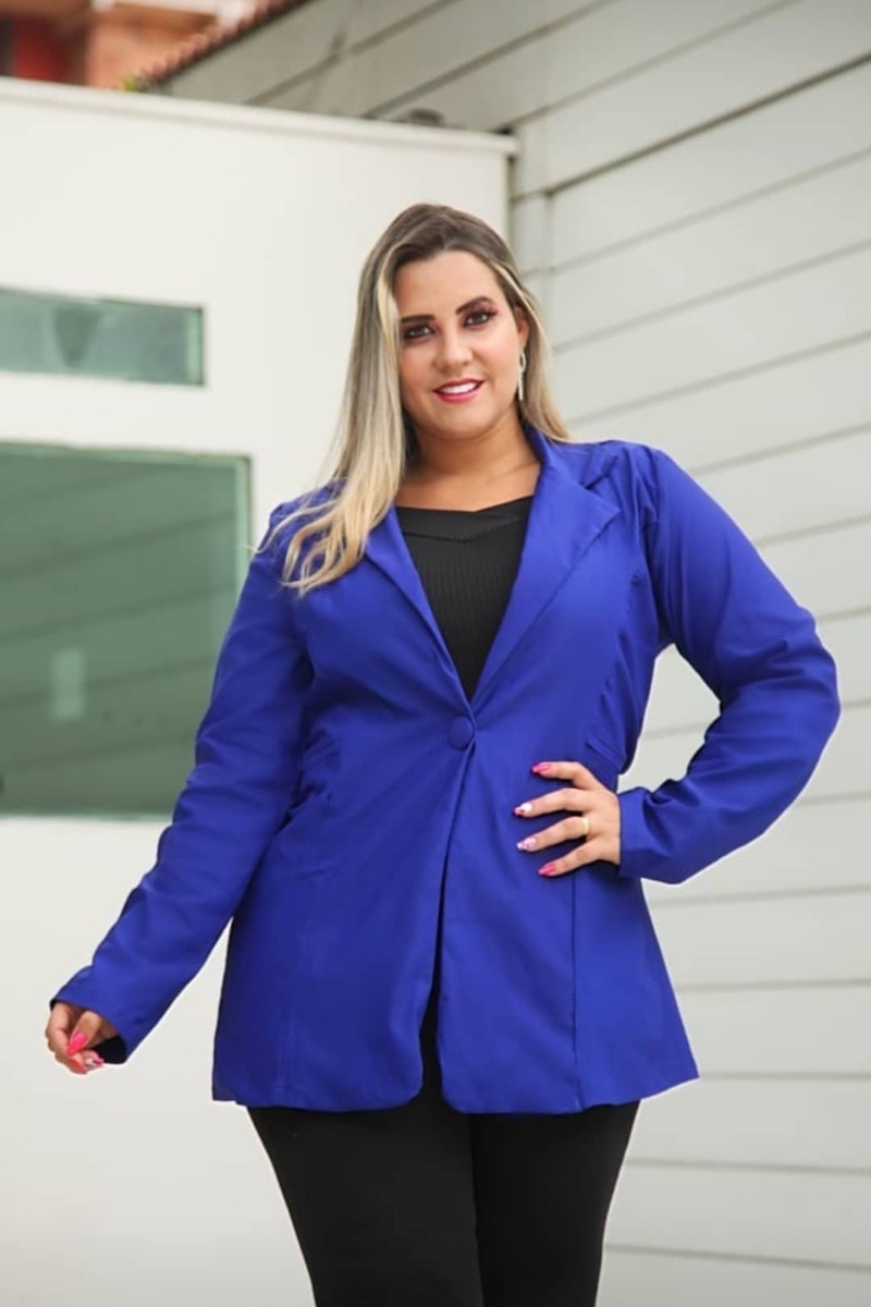 Blazer Social Plus Size Casaco Frio Feminino G1 G2 Parcelamento Sem Juros