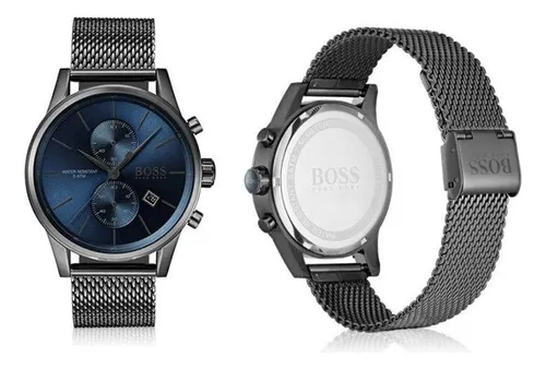 Relógio Hugo Boss 1513677 Pulseira Malha Fd Azul Original Nf ...
