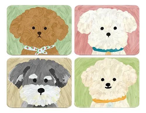 4 Pcs Mouse Pad Antideslizante Con Borde Reforzado 26x21cm Perro Tierno ...