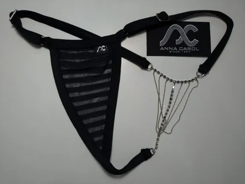 Tanga Tule Com Biju Strass Sensual Fio Dental String Sexy