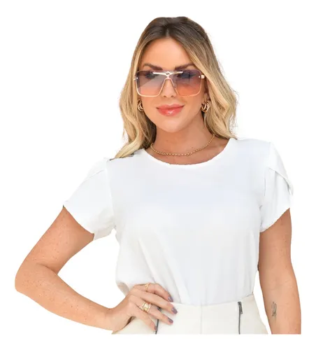 Blusa Feminina Social Duna Básica Evangélica Manga Princesa Mercadolivre