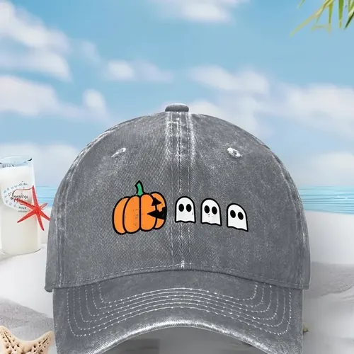Boné De Beisebol De Algodão Lavado Halloween Pumpkin Ghost | MercadoLivre