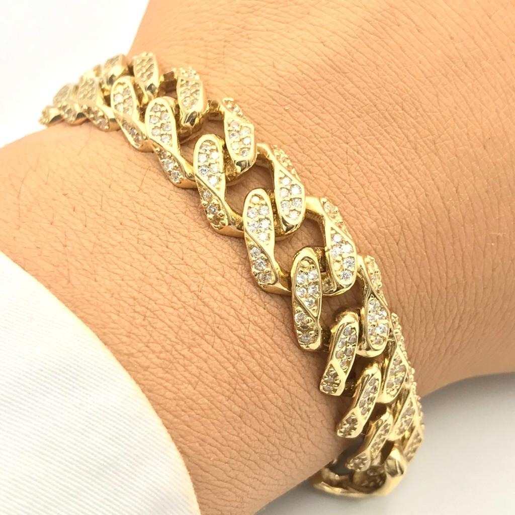 Esclava Gruesa Oro Sólido 10k Hombre Pulso 20.5 Cm / 1.3 Cm | Mercado Libre