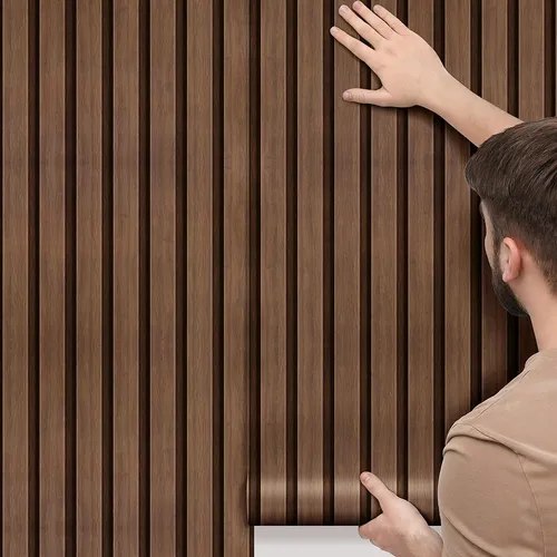 Papel De Parede Ripas Marrom Escuro Envelhecido Sala 1 5m