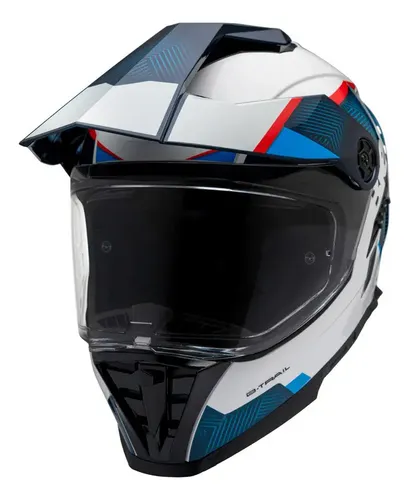Capacete Moto Bieffe B-trail Delux Cor Branco Com Azul Desenho Lisa ...