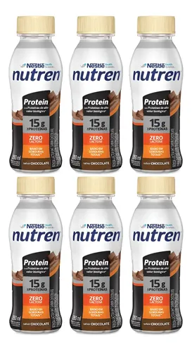 Kit C/6 Nutren Protein Chocolate 15g Nestle 260ml Chocolate | Frete grátis