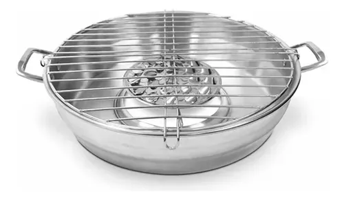 Practico Asador Fugitivo Estufa Gas Metalico Giratorio Color Plateado ...