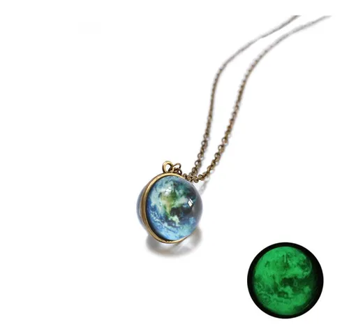 Colar Pingente Brilha Escuro Esfera Planeta Terra Earth Colar Pingente Brilha Escuro Esfera Planeta Terra Earth