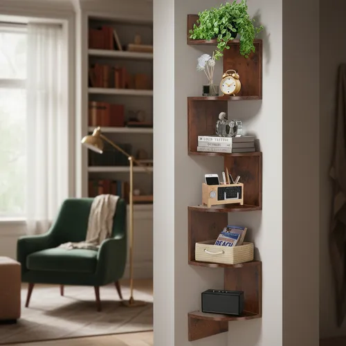 Repisas Esquineras Flotantes Yqalley Madera Marrón Oscuro Minimalista 4 ...