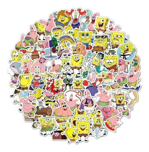 Bob Esponja Caricatura 50 Calcomanias Stickers Pvc Vs Agua Envío Gratis