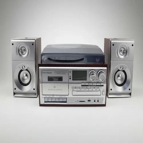 Mini Componente Tornamesa Cd Casete Bluetooth Radio Usb Plateado 30 W ...